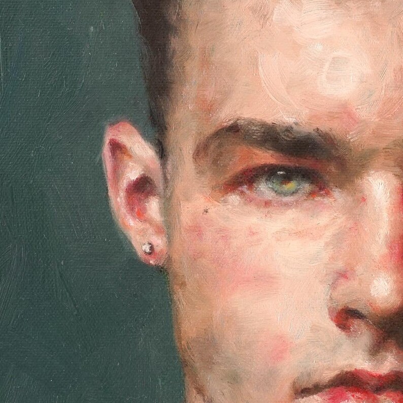 Original Oil Painting Handsome Young Man Portrait With Lily - Etsy