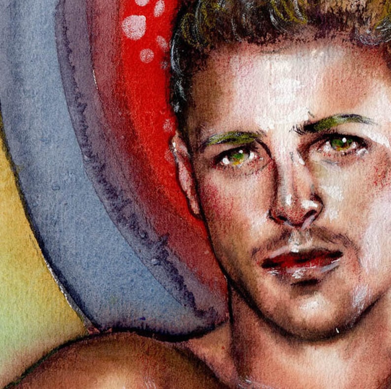 Original Watercolor Painting of a Young Man - Etsy