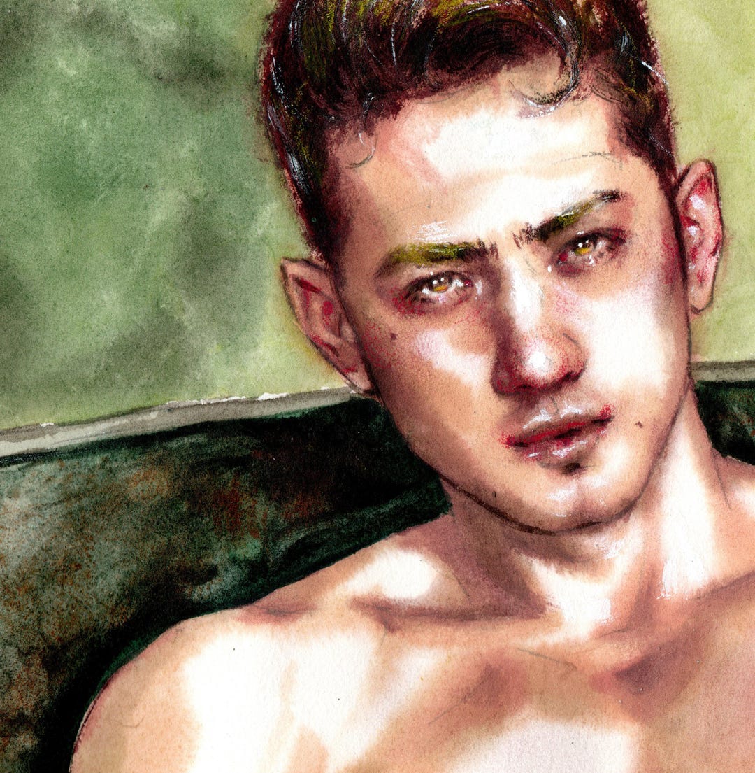 Original Watercolor Painting of a Young Man - Etsy
