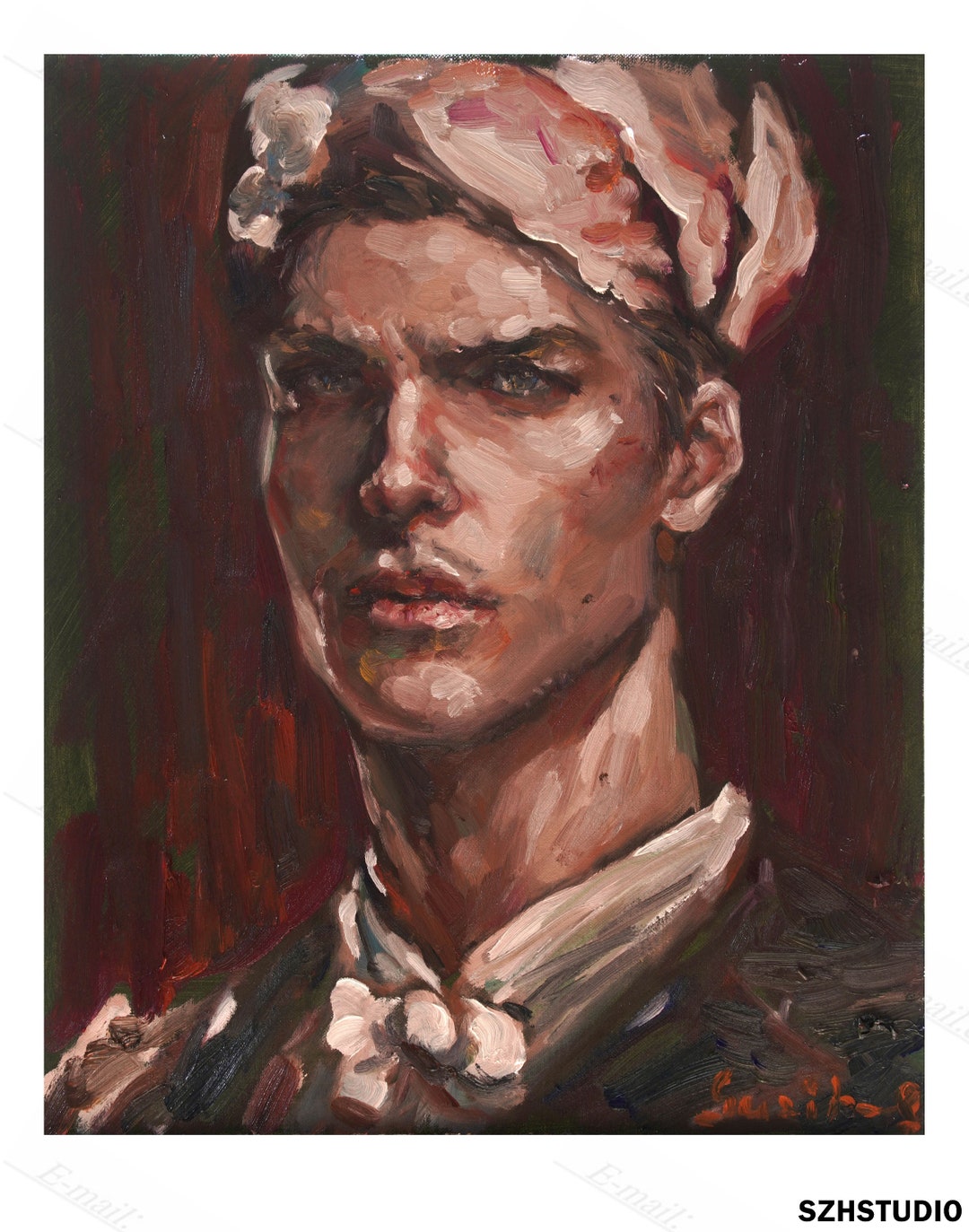 Original Oil Painting Handsome Young Man Portrait - Etsy