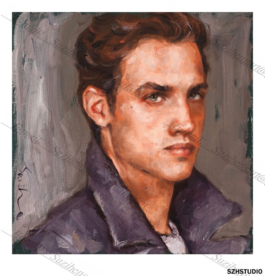 Original Oil Painting Young Man Portrait Handsome - Etsy