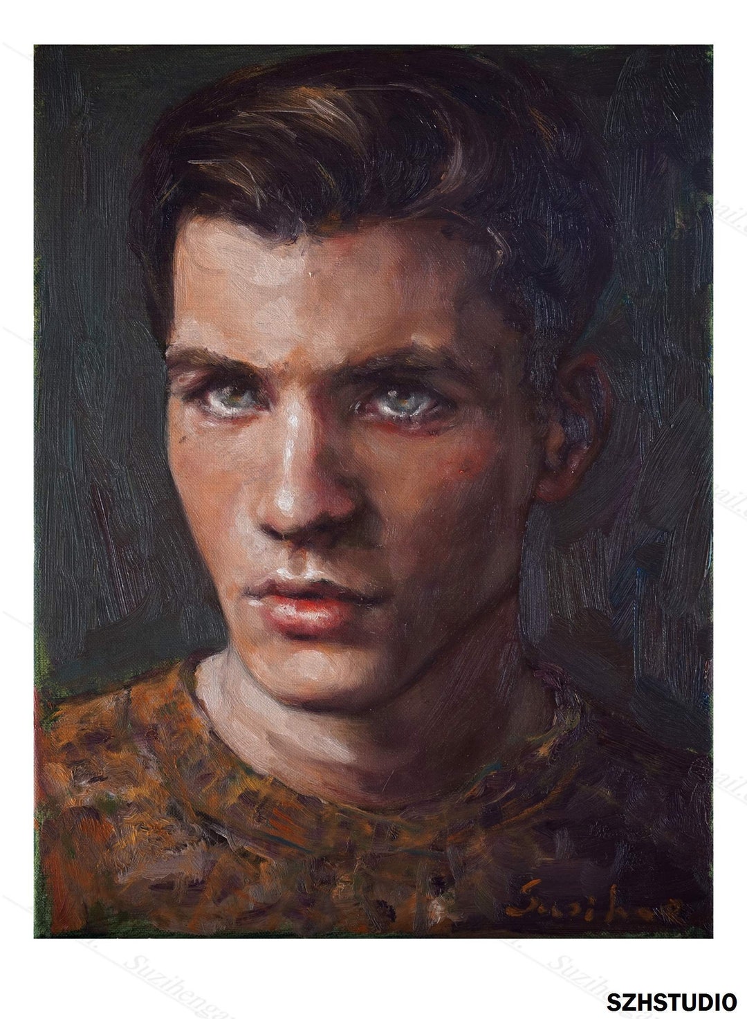 Original Oil Painting Young Man Portrait Handsome - Etsy