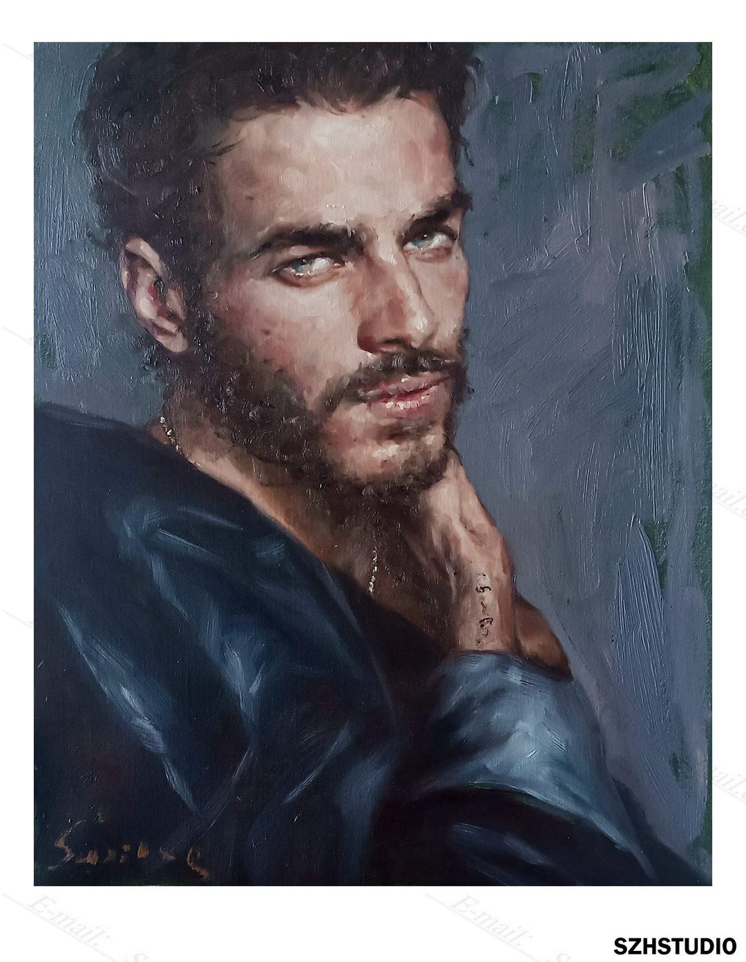 Original Oil Painting Handsome Young Man Portrait - Etsy
