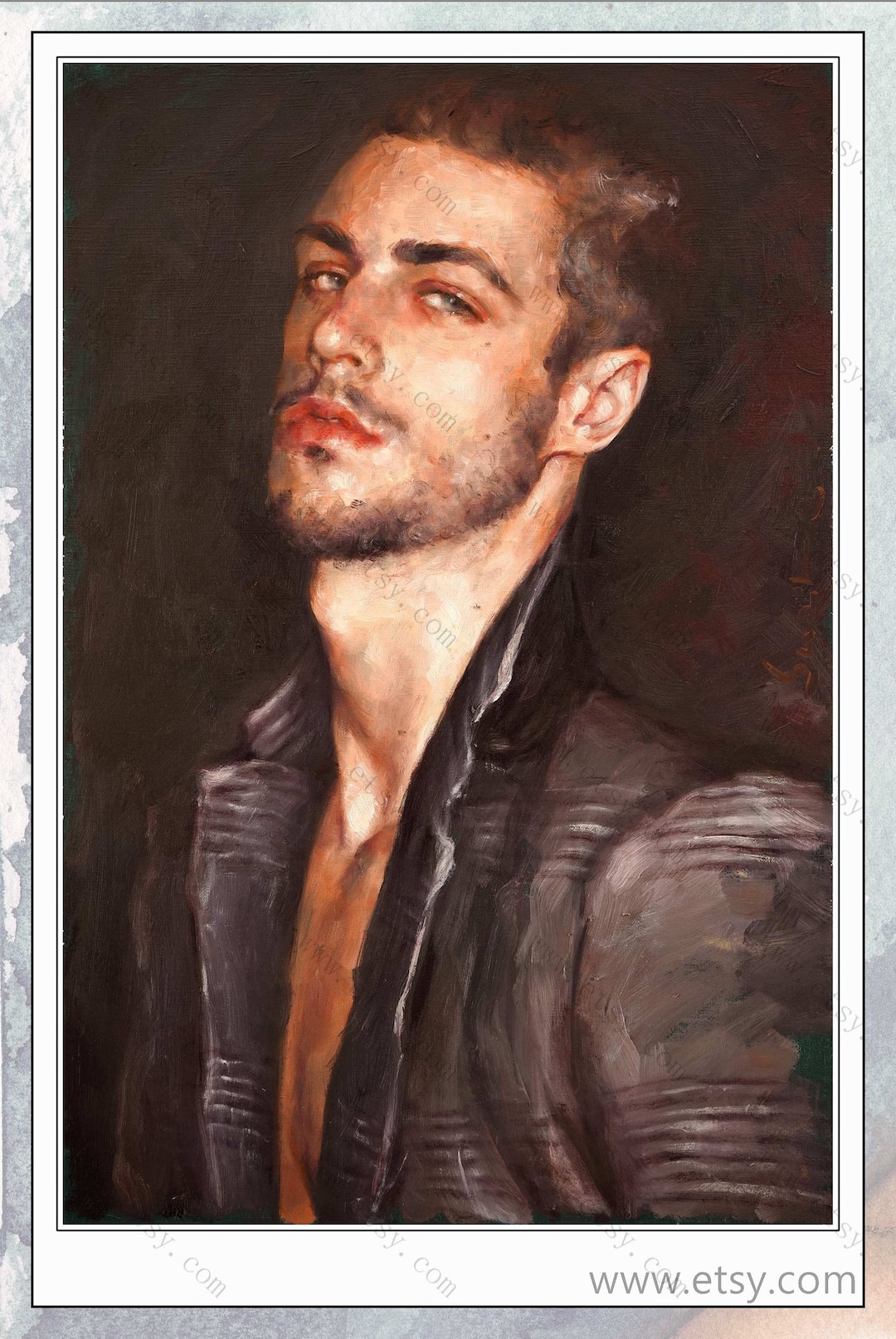 Original Oil Painting Young Man Portrait Handsome - Etsy