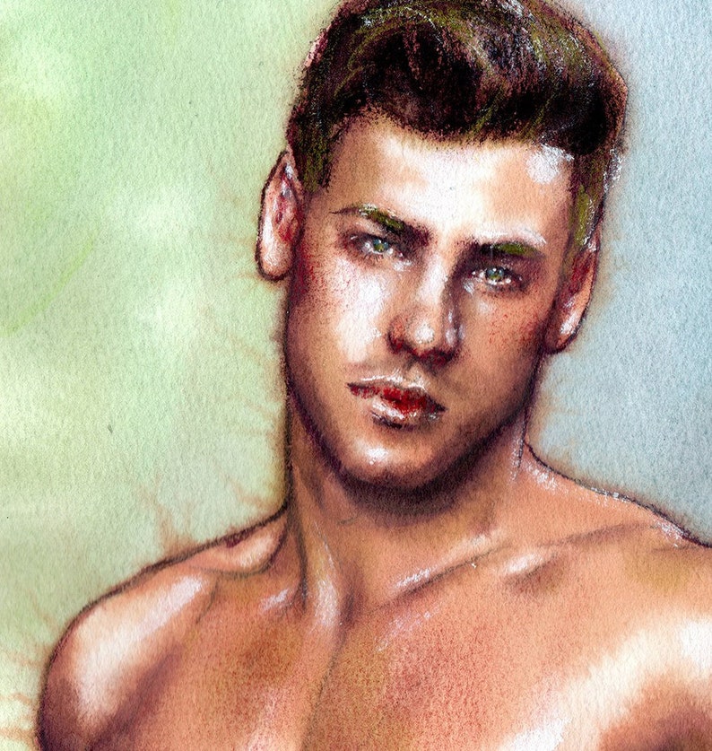 Original Watercolor Painting of a Young Man - Etsy