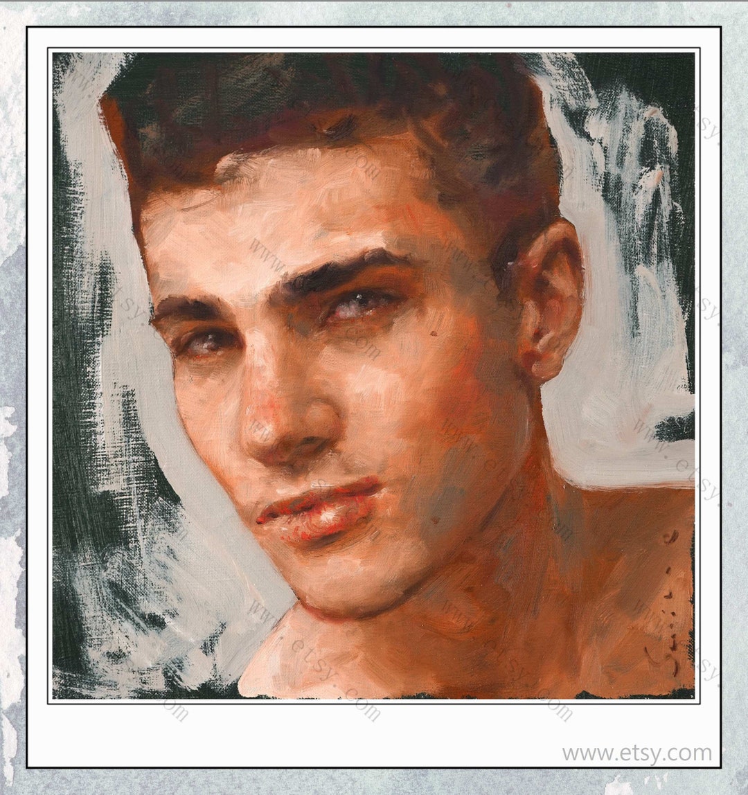 Original Oil Painting Young Man Portrait Handsome - Etsy