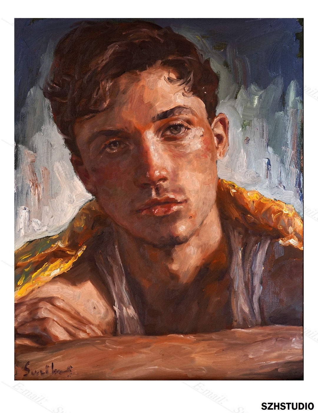 Original Oil Painting Handsome Young Man Portrait - Etsy