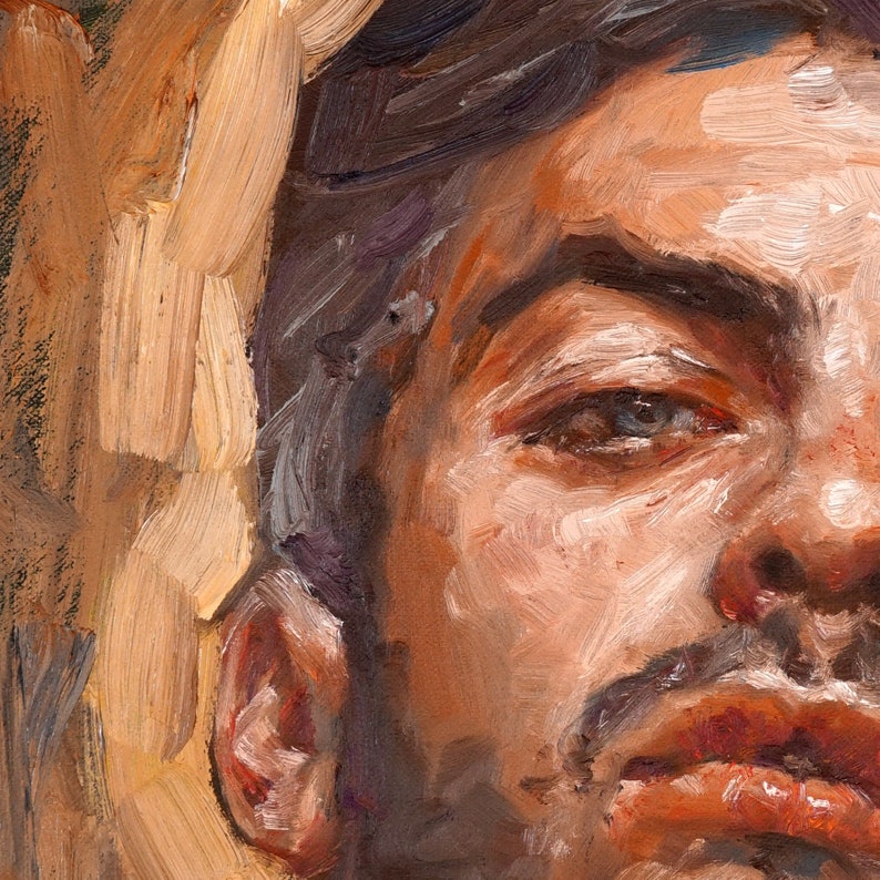 Original Oil Painting Handsome Young Man Portrait - Etsy