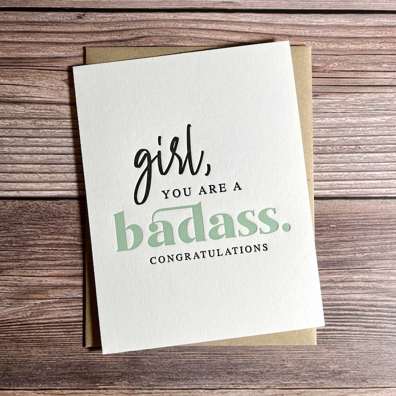 Badass Woman Card. Congratulation New Job. Promotion Gift. - Etsy