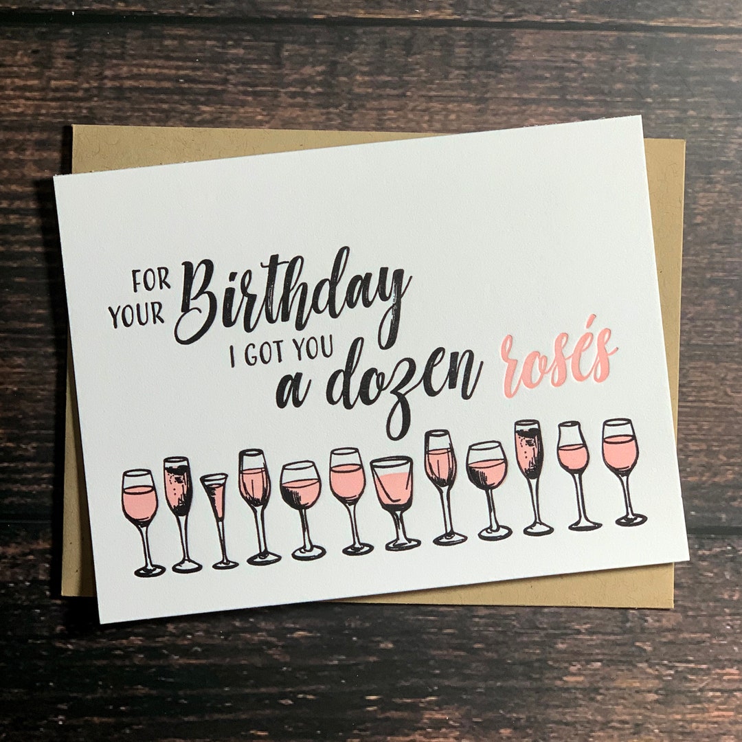 Rosé Birthday Card. Funny Birthday Card for Friend. Wine Gifts or Women ...