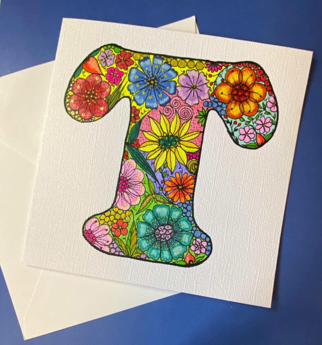 Handmade Floral Alphabet Letter Greetings Card-original Designs in a ...