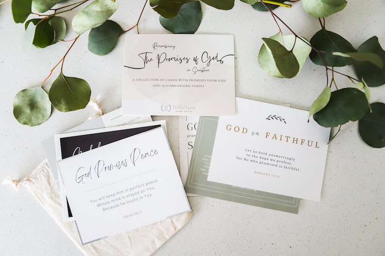 Promises of God Scripture Cards, Memorizing Cards, Bible Verse Card ...