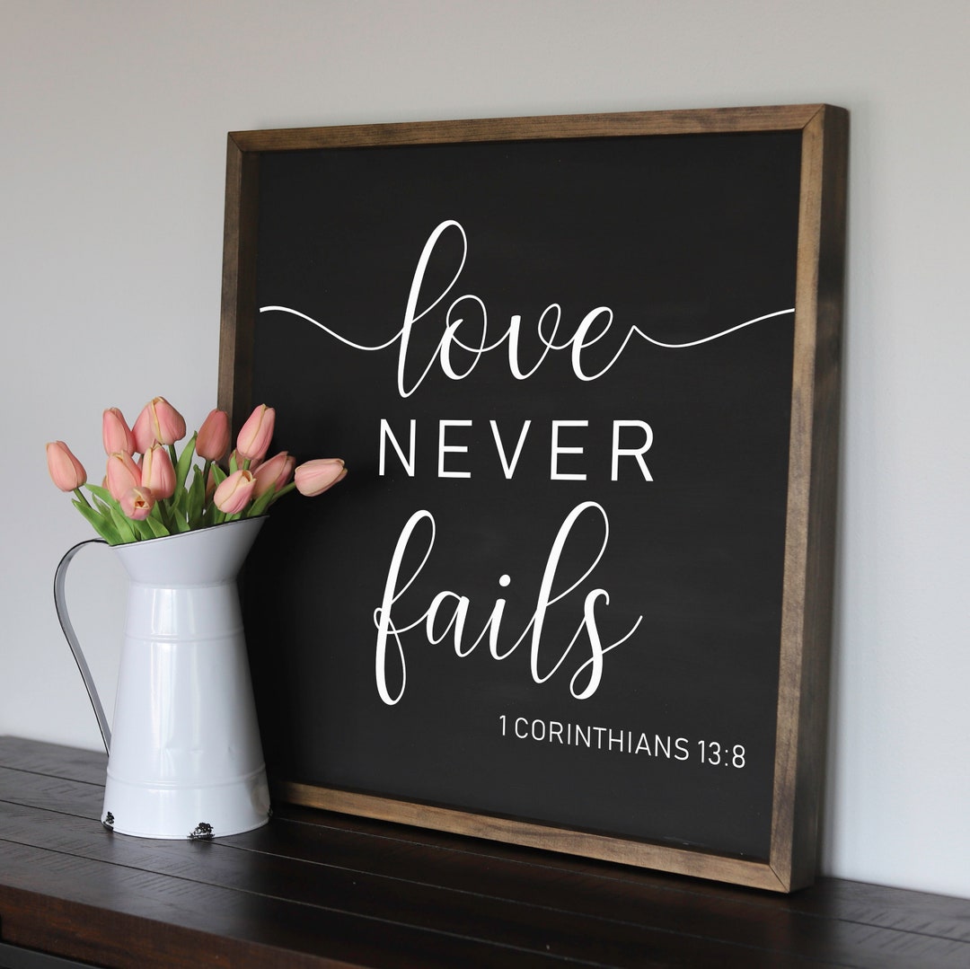 Love Never Fails Wood Sign Valentines Home Decor Valentines Day Gift ...