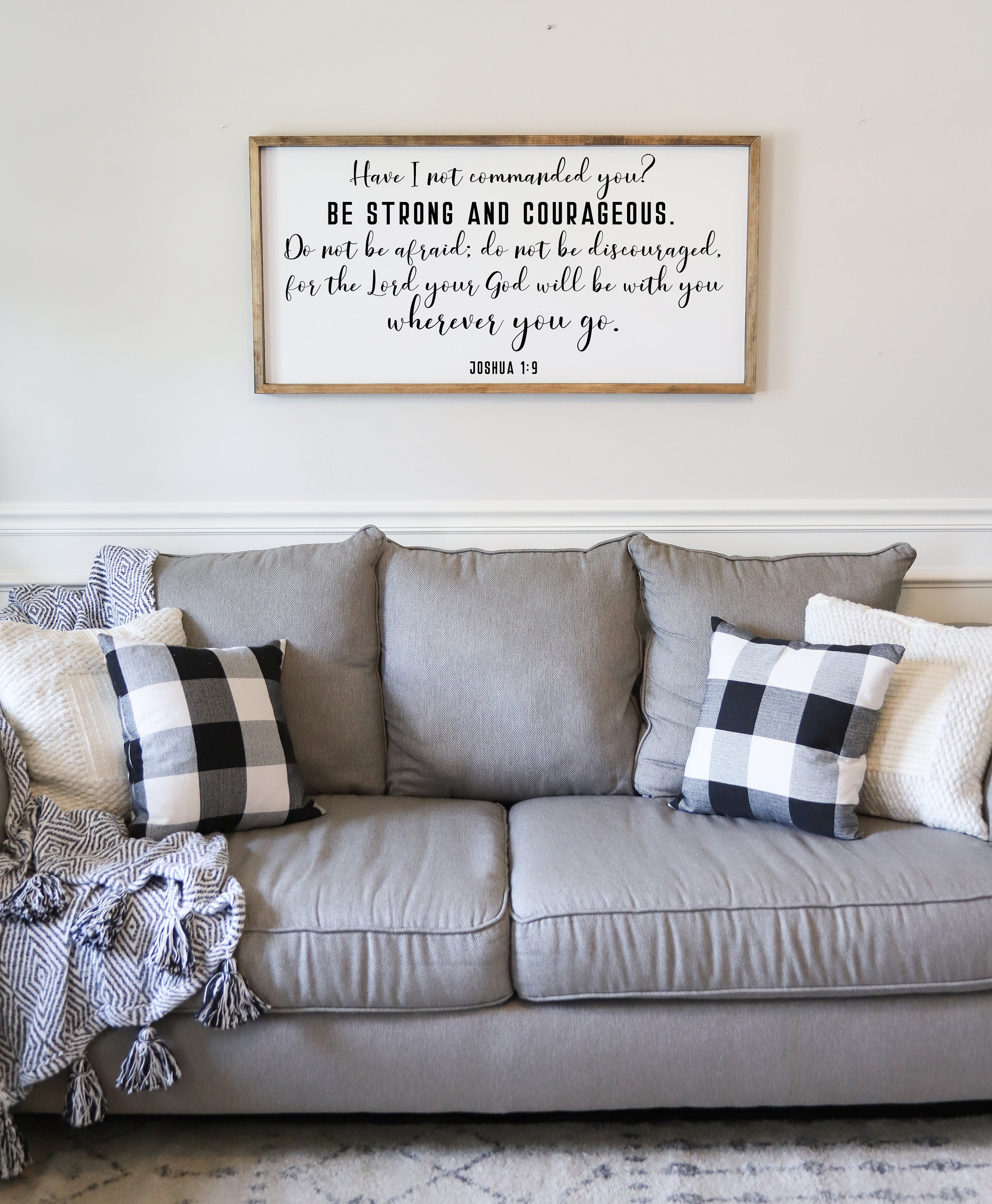 Scripture Wall Decor Be Strong and Courageous Sign Living | Etsy