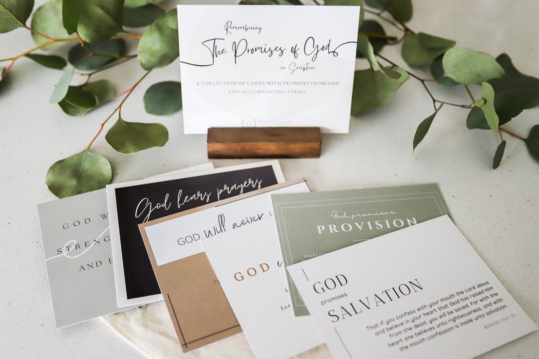 Promises of God Scripture Cards, Memorizing Cards, Bible Verse Card ...