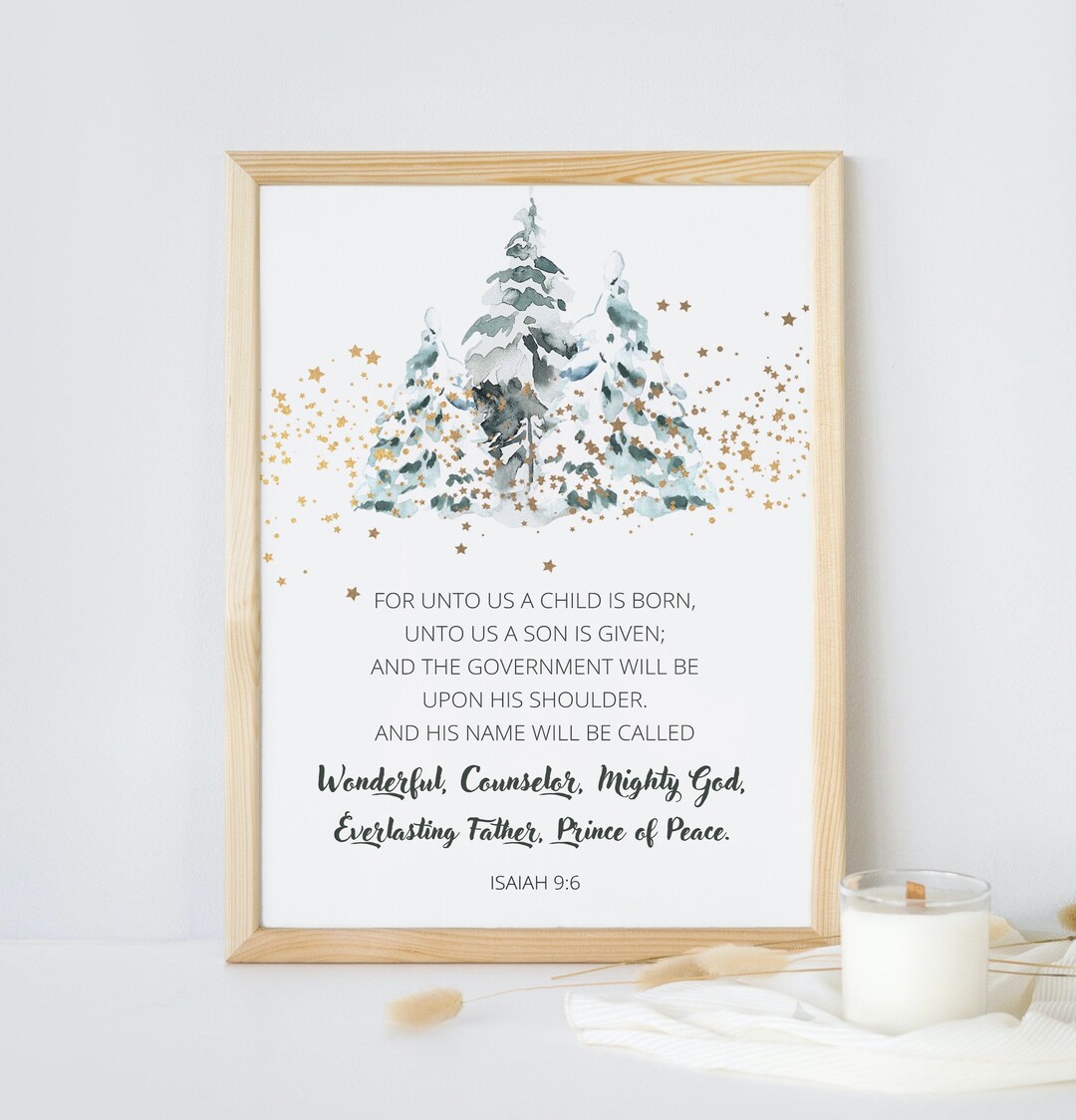 For Unto Us A Child is Born Digital Print, Christmas Art Print ...