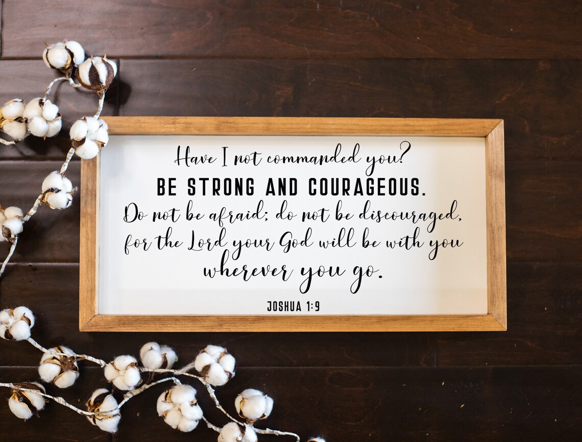 Scripture Wall Decor Be Strong and Courageous Sign Living | Etsy