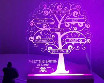 Family Tree Light up Block - Etsy UK