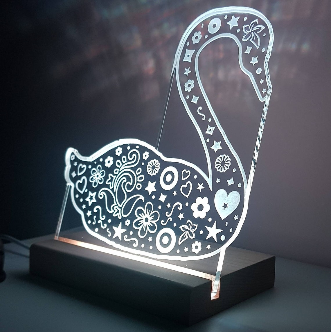 Swan Led Lamp Bedroom Light Colour Changing Lamp Nursery | Etsy