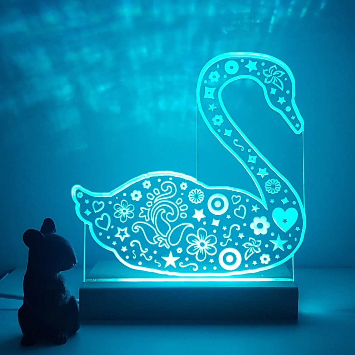 Swan Led Lamp Bedroom Light Colour Changing Lamp Nursery | Etsy