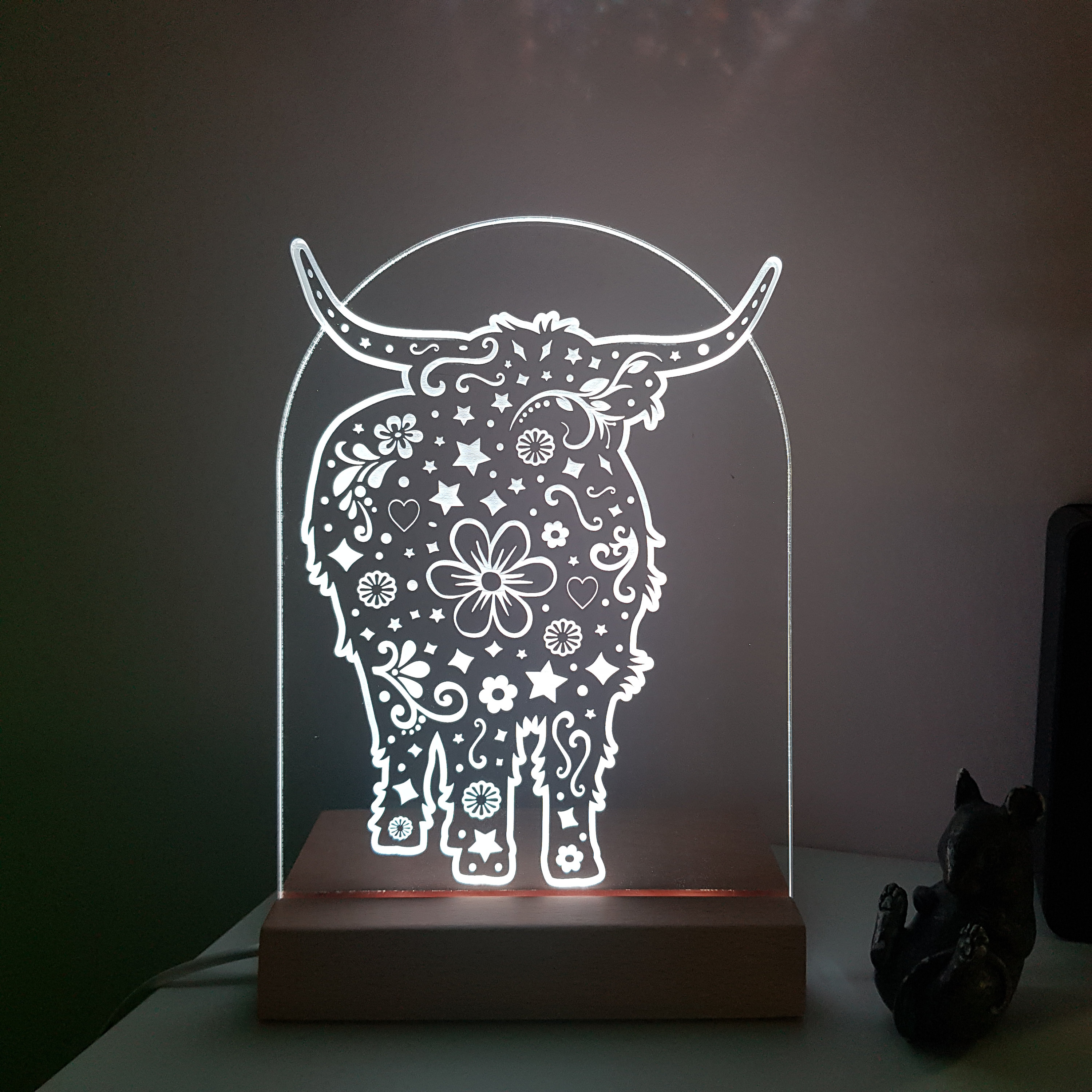 Highland Cow Led Lamp, Highland Cow Light, Colour Changing Lamp, Night ...