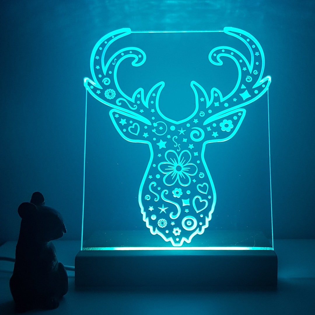 Stag Head Led Lamp, Bedroom Light, Colour Changing Lamp Night Light ...