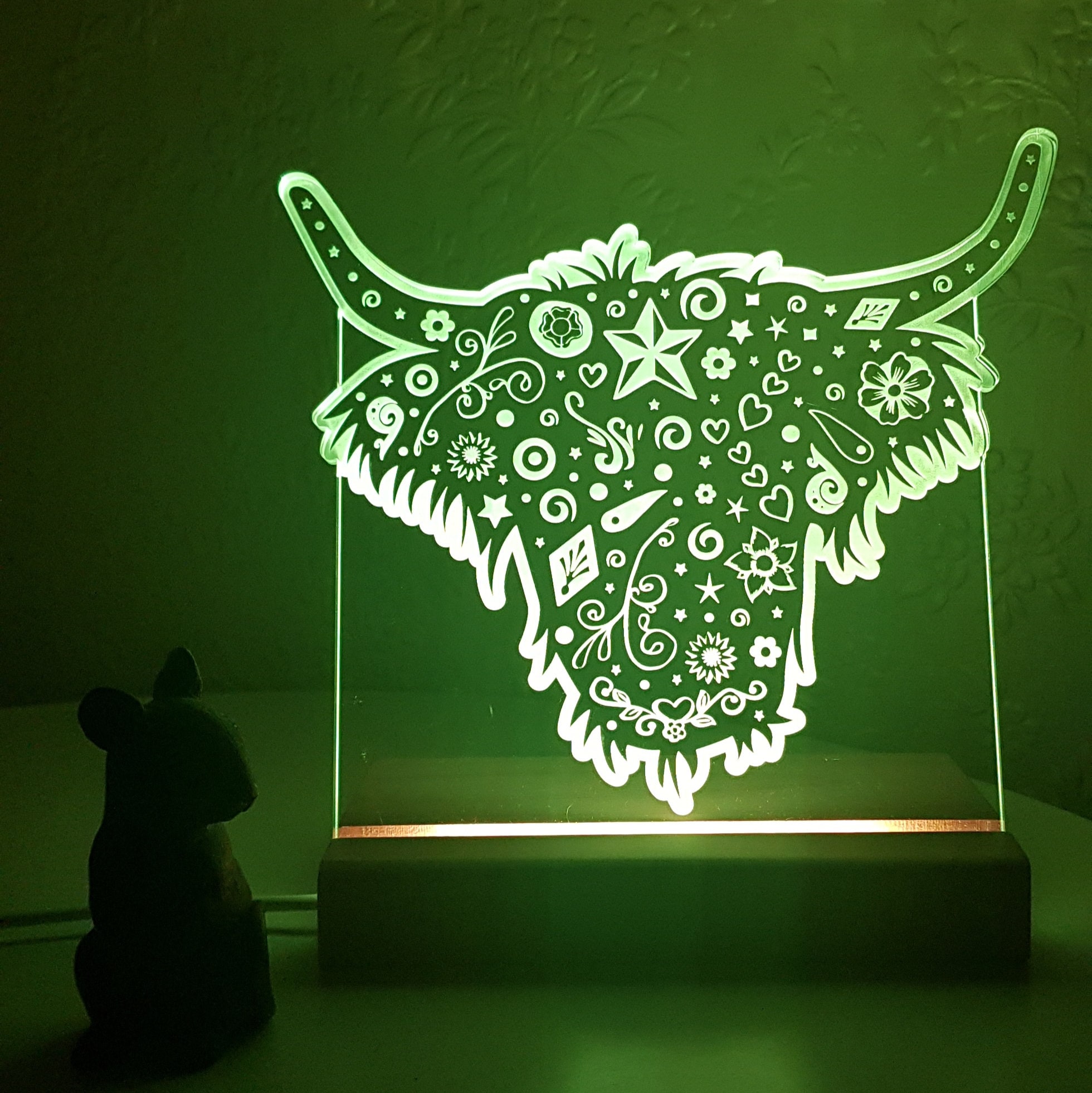 Highland Cow Led Lamp, Highland Cow Light, Colour Changing Lamp, Night ...
