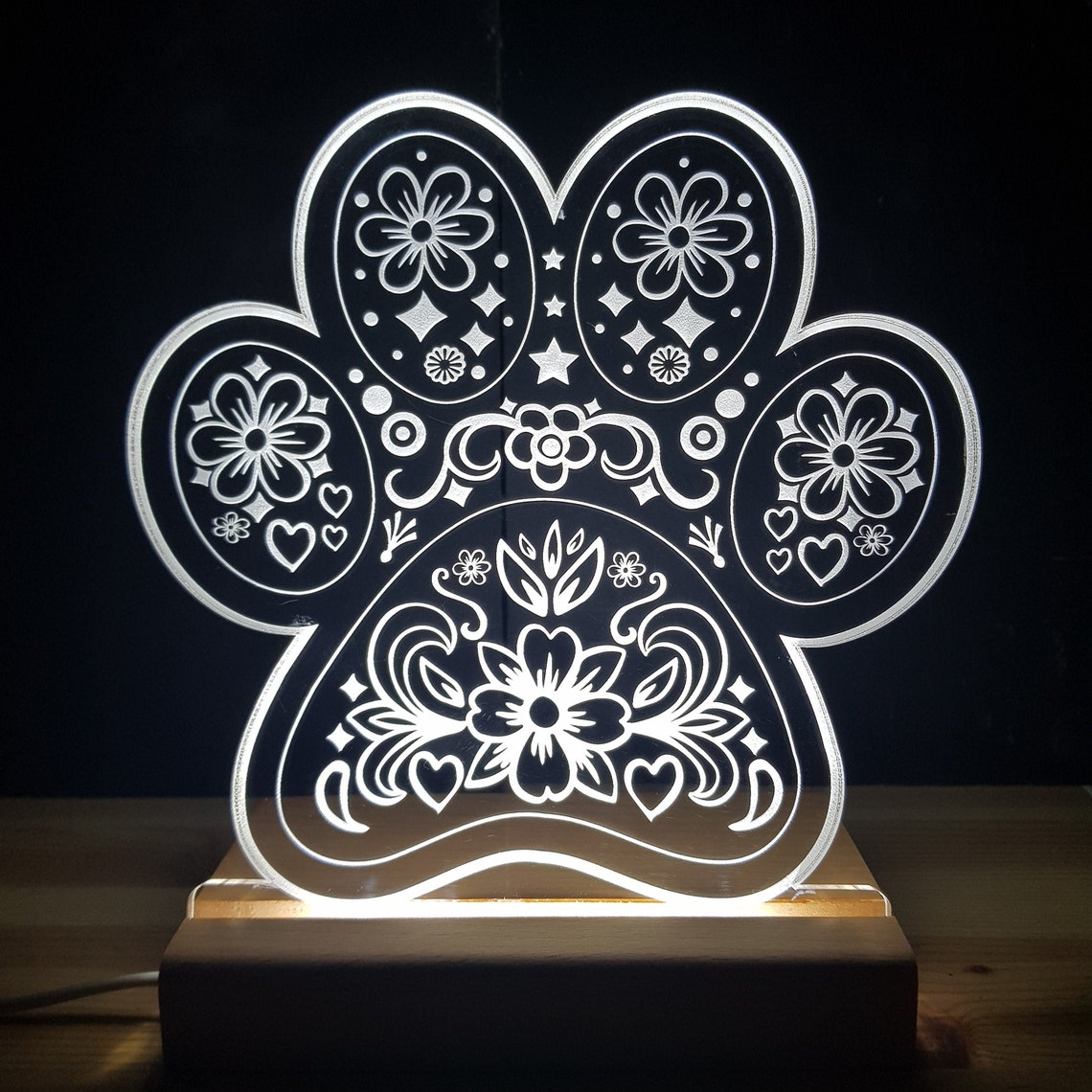 Paw Print Led Lamp Paw Shaped Night Light Relaxing Night - Etsy