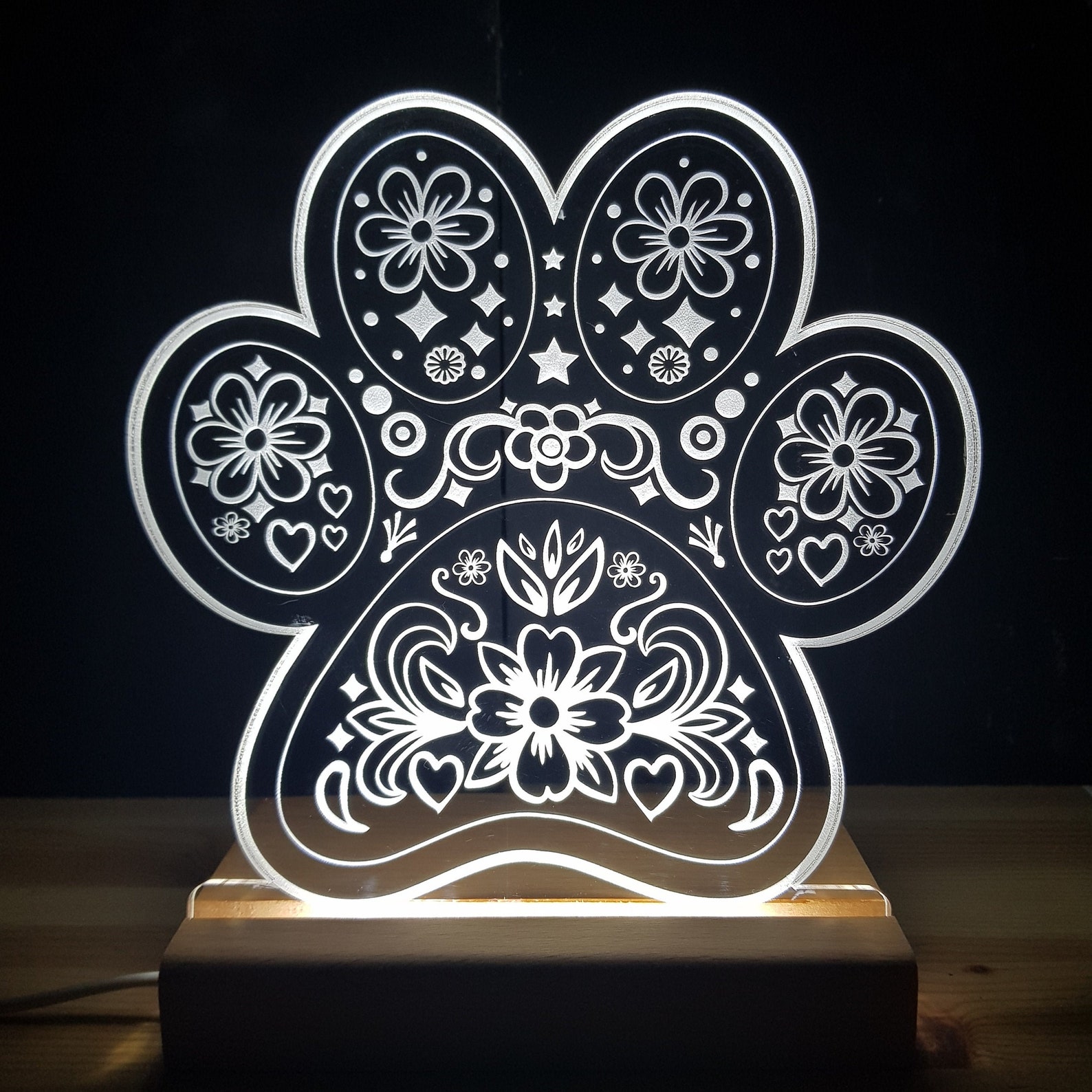 Paw Print Led Lamp Paw Shaped Night Light Relaxing Night - Etsy