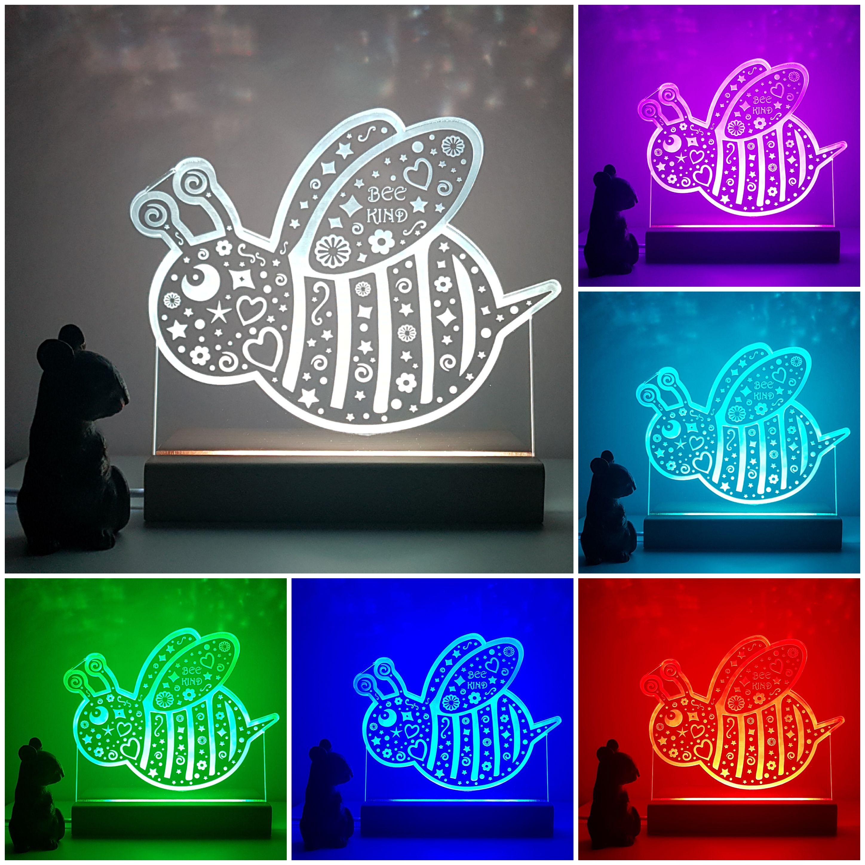 Bumble Bee Kind Light, Bee Light, Kids Bedroom Lamp, Colour Changing ...
