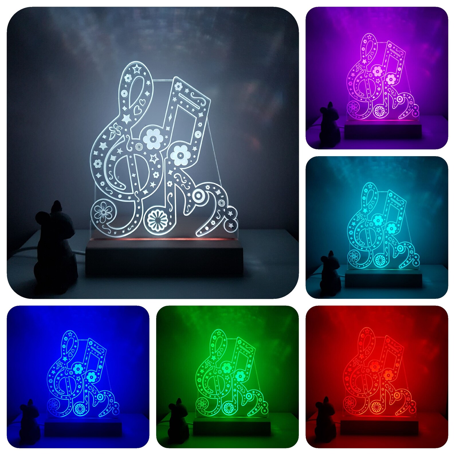 Music Notes Light, Music Themed Gift, Gift for Musicians, Colour ...