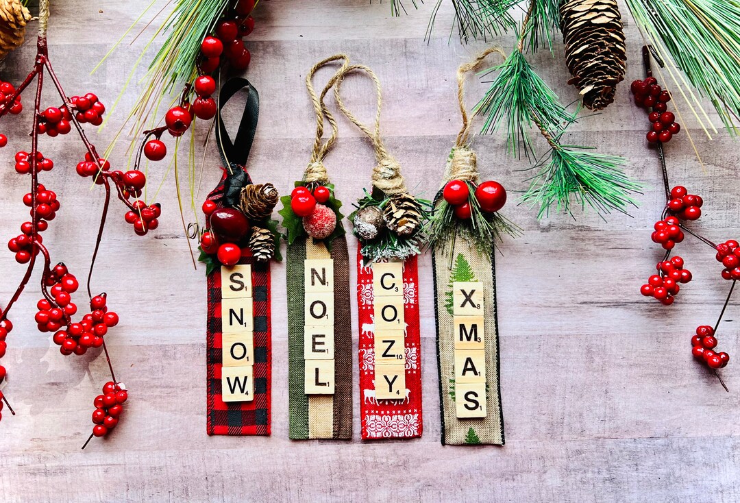 Rustic Wooden Letter Tile Christmas Ornament - Etsy