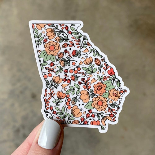 Georgia Waterproof Sticker Hometown Decal Floral Georgia Peach | Etsy