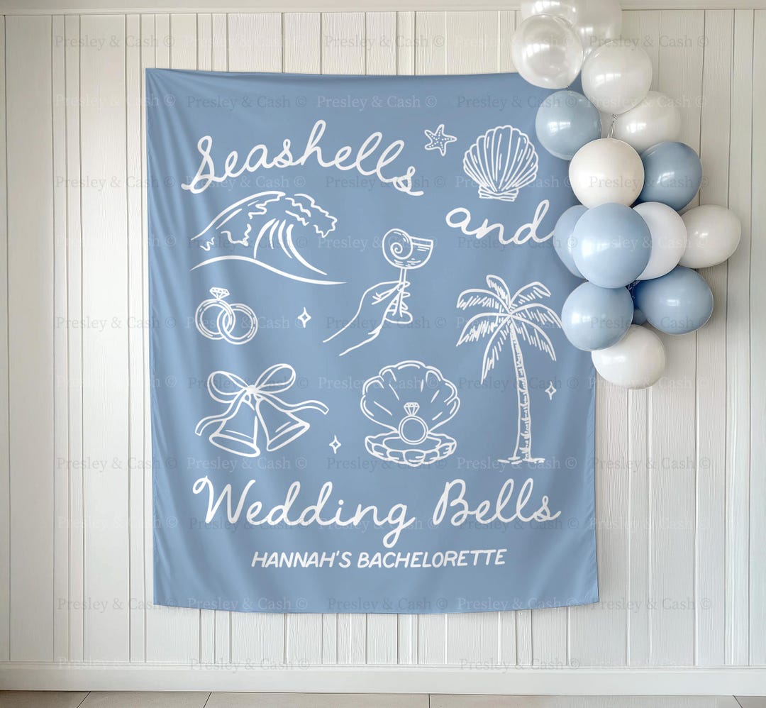 Seashells and Wedding Bells Bachelorette Tapestry Beach Bachelorette ...
