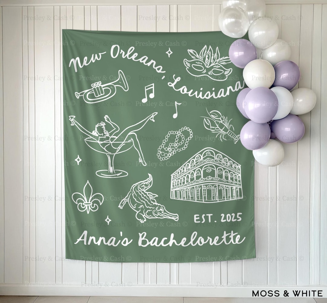New Orleans Bachelorette Banner Custom Mardi Gras Backdrop New Orleans ...