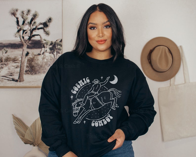 Cosmic Cowboy Sweatshirt Space Cowgirl Outfit Horse Sweatshirt - Etsy