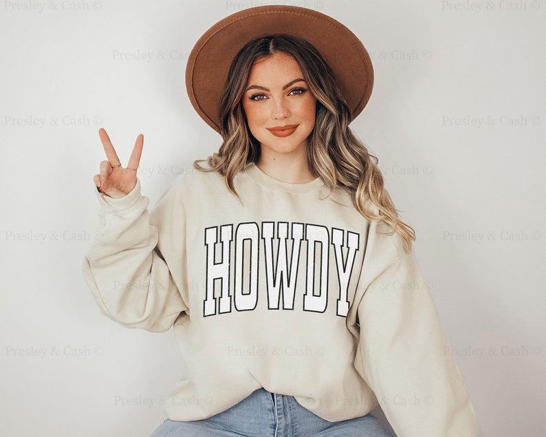 Howdy Sweatshirt Western Crewneck Oversized Varsity Shirt - Etsy