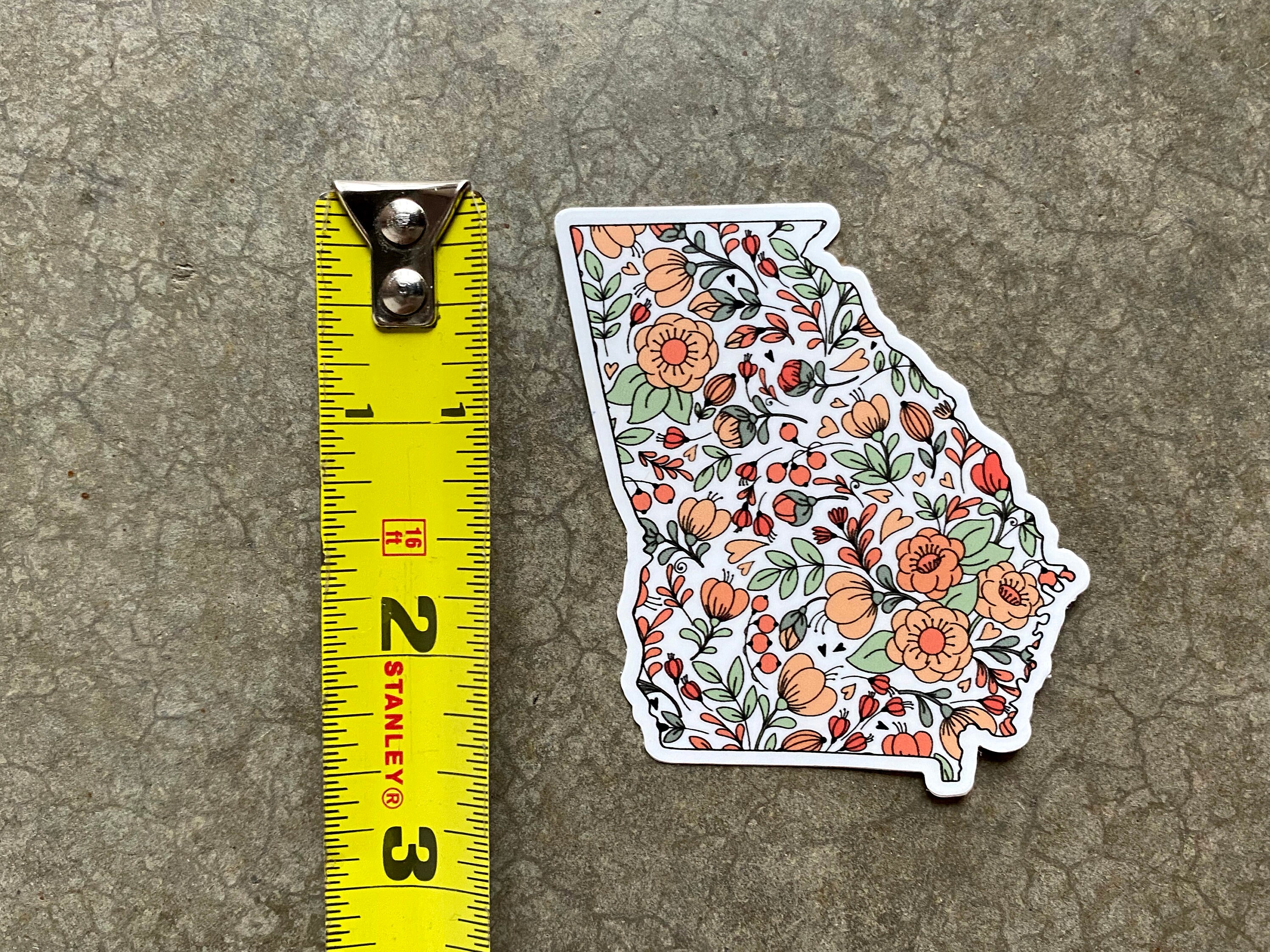 Georgia Waterproof Sticker Hometown Decal Floral Georgia Peach - Etsy