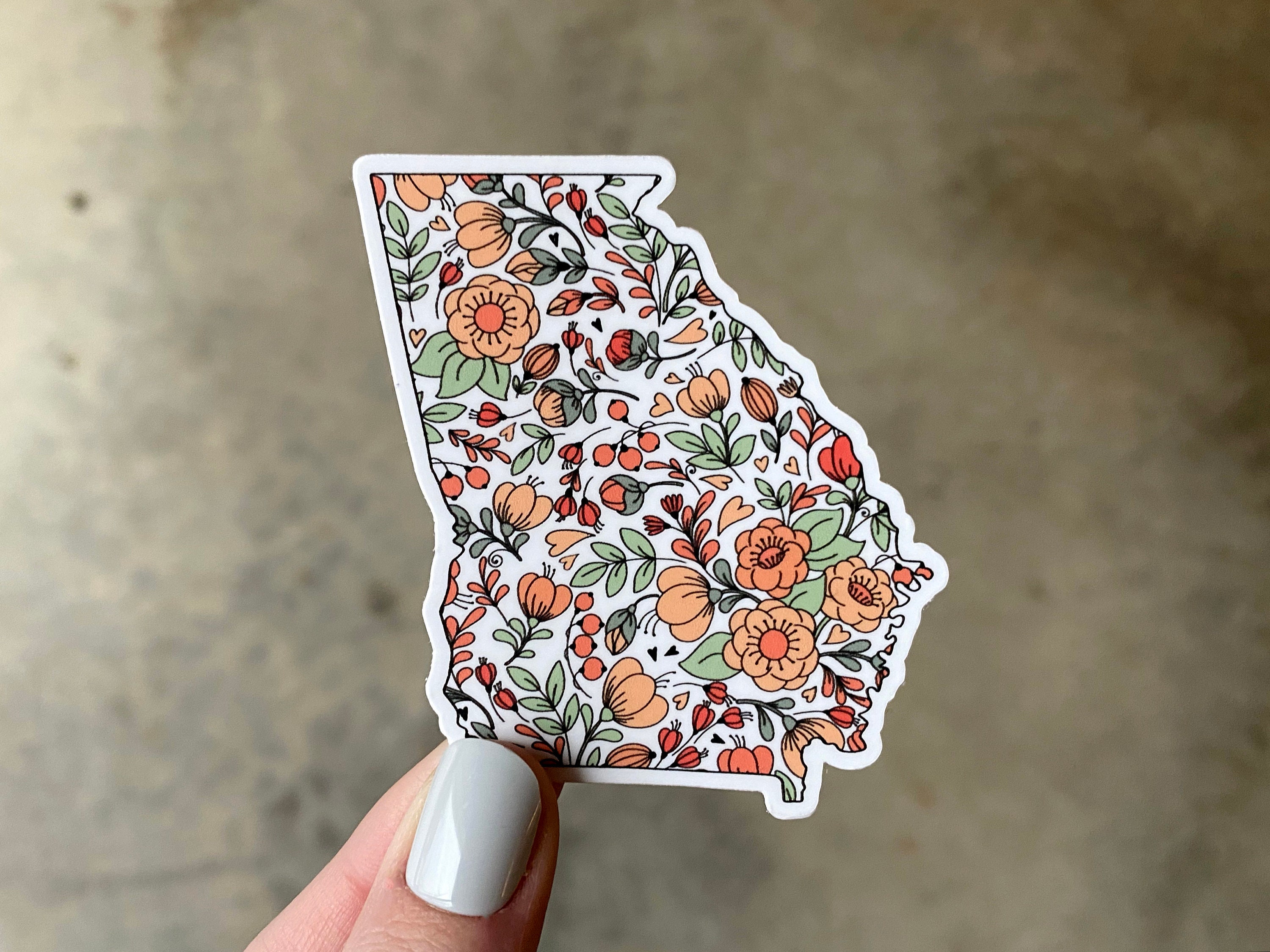 Georgia Waterproof Sticker Hometown Decal Floral Georgia Peach - Etsy