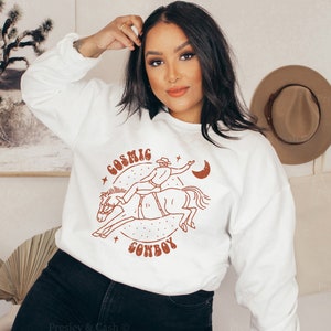 Cosmic Cowboy Sweatshirt Space Cowgirl Outfit Horse Sweatshirt Western ...