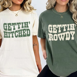 Getting Hitched Getting Rowdy Shirts Nashville Bachelorette Party Shirt ...