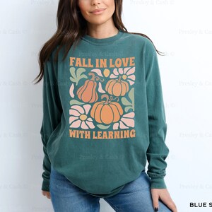 Fall Teacher Shirt Boho Pumpkin Teacher Shirts Retro Halloween Long ...