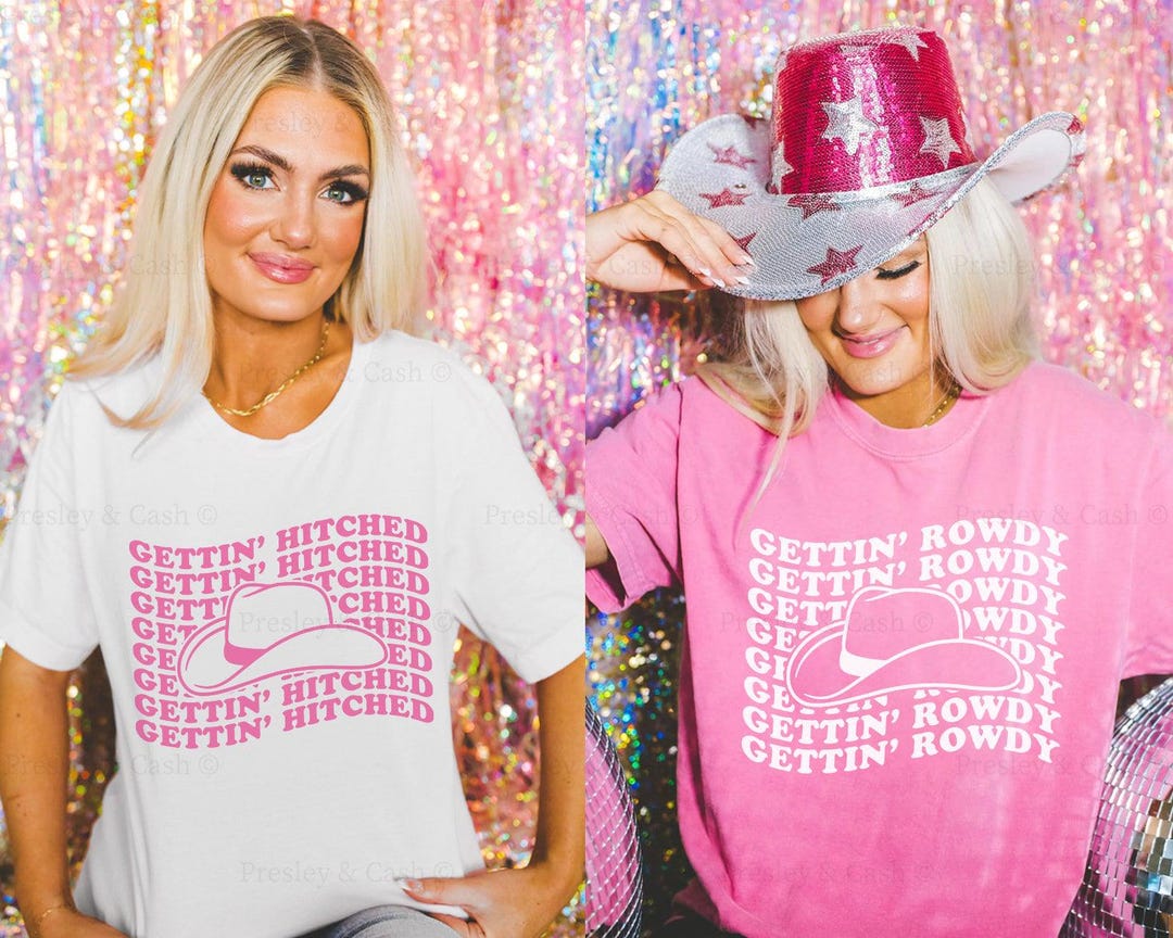 Pink Getting Hitched Getting Rowdy Shirts Nashville Bachelorette Top ...