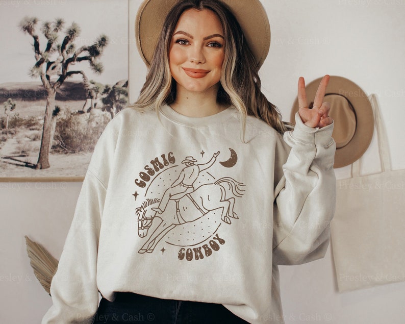 Cosmic Cowboy Sweatshirt Space Cowgirl Outfit Horse Sweatshirt - Etsy