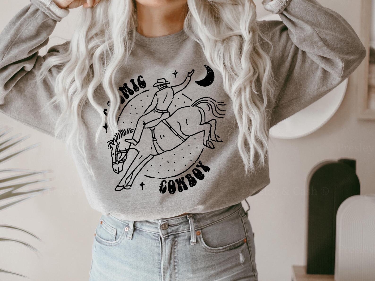 Cosmic Cowboy Sweatshirt Space Cowgirl Outfit Horse Sweatshirt - Etsy