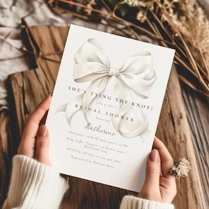 Bow Bridal Shower Invitation Template She's Tying the Knot Bridal Party ...