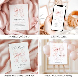 Pink Bow Baby Shower BUNDLE Template Baby Girl Baby Shower Template ...