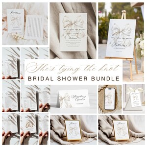 Bow Bridal Shower Invitation Template She's Tying the Knot Bridal Party ...