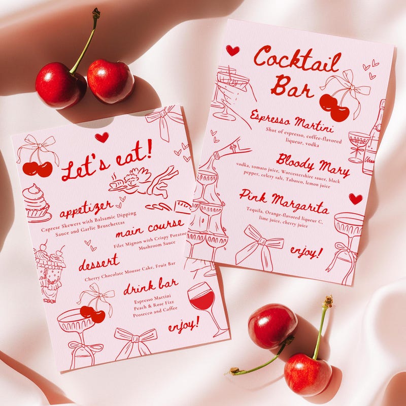 Cherry Galentine Menu - Etsy