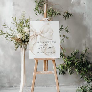EDITABLE White Bow Bridal Shower Welcome Sign White Bridal Shower ...